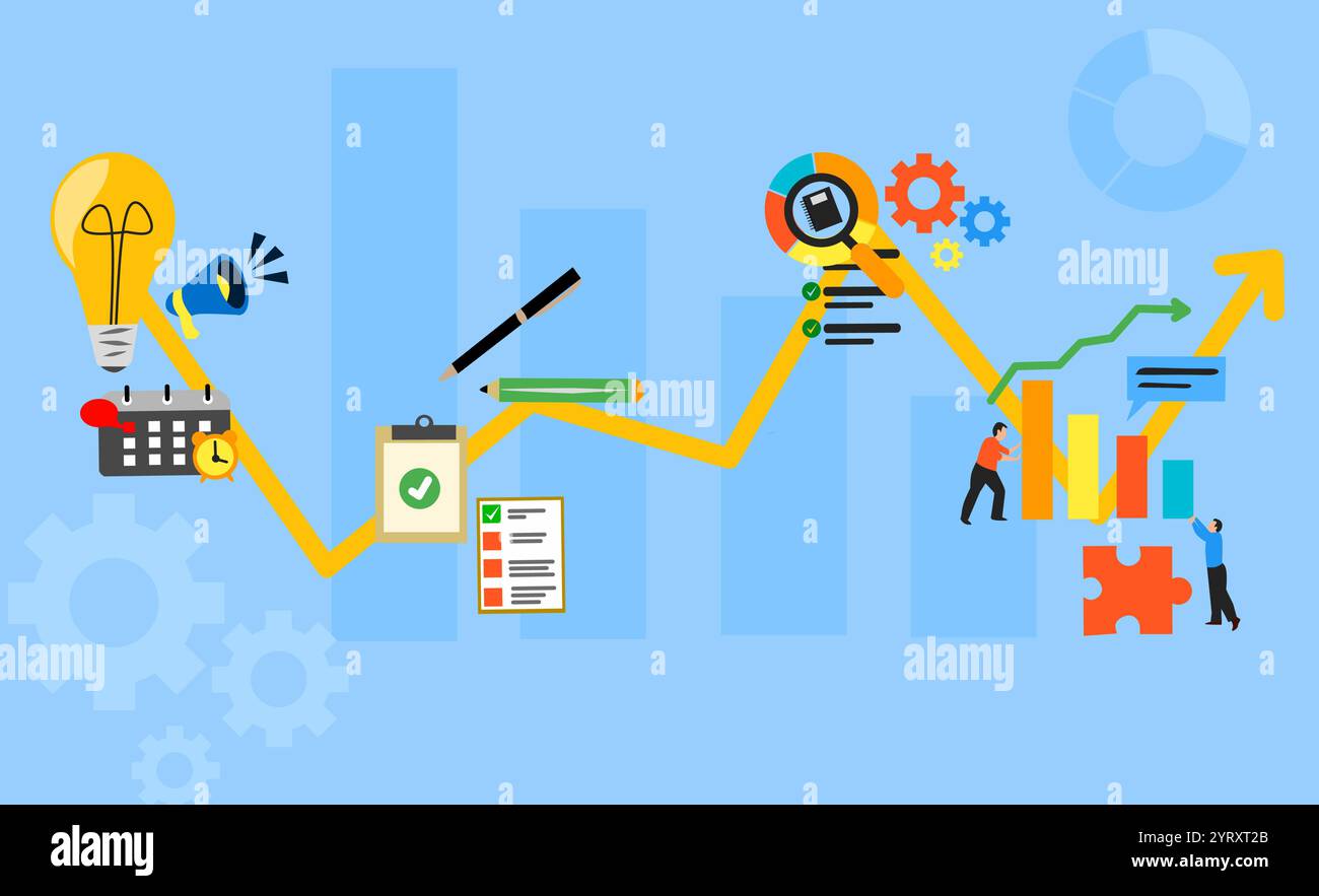 Business background illustration vector diagram process and business ...