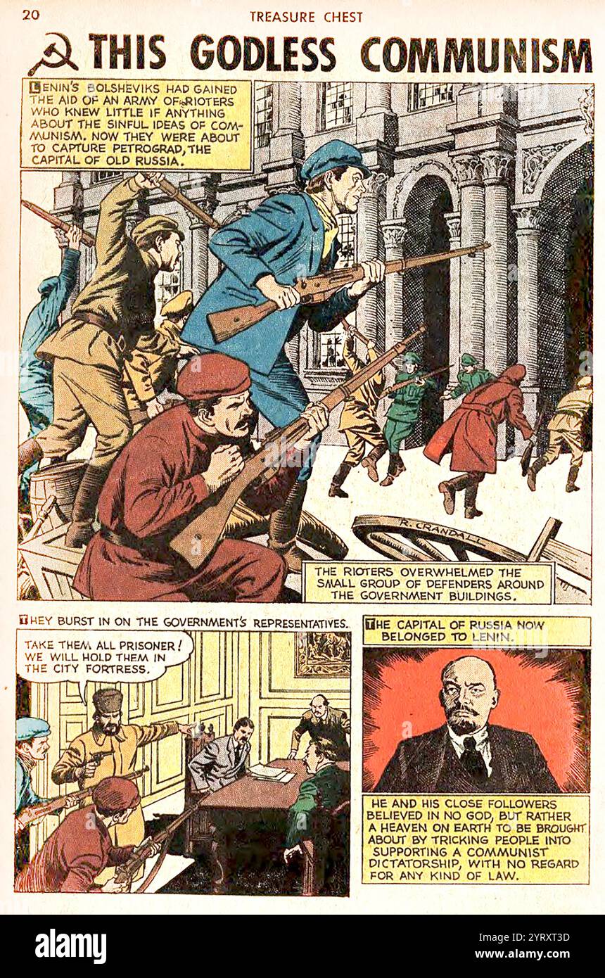 Cartoon depiction of the Russian Revolution in 1917 as protesters storm ...