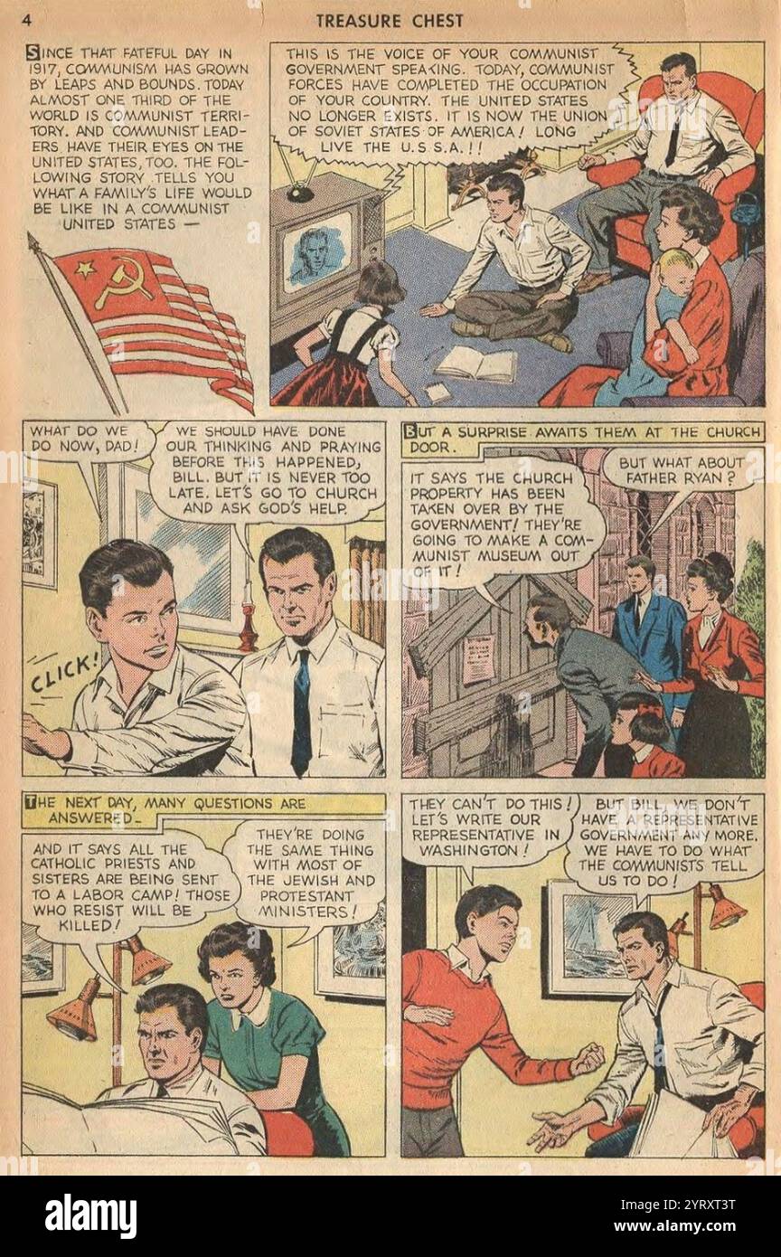 Cartoon depiction the red Scare of a hypothetical Soviet takeover of ...