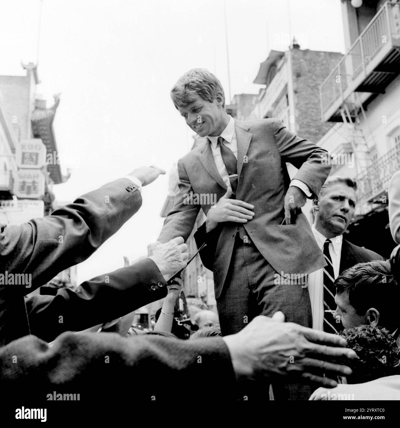 Robert Kennedy campaigning during the 1968 Presidential election just ...
