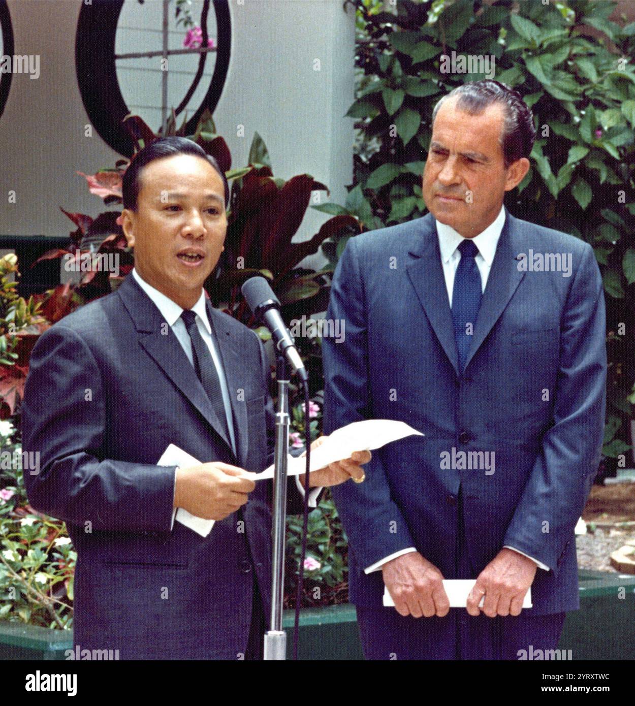 U.S. President Richard Nixon and South Vietnam's President Nguyen Van ...
