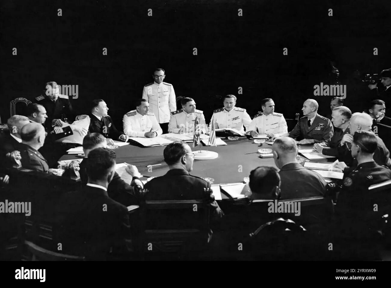 Allied and Soviet military chiefs in session during the 1945 Potsdam ...