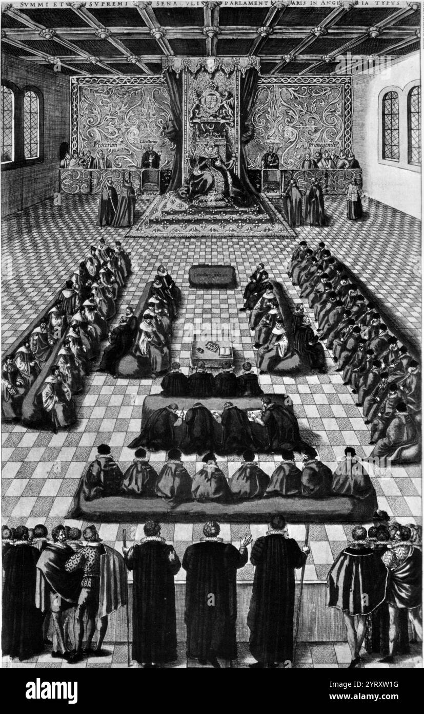 Elizabeth I of England presiding over Parliament circa 1580 - 1600 ...