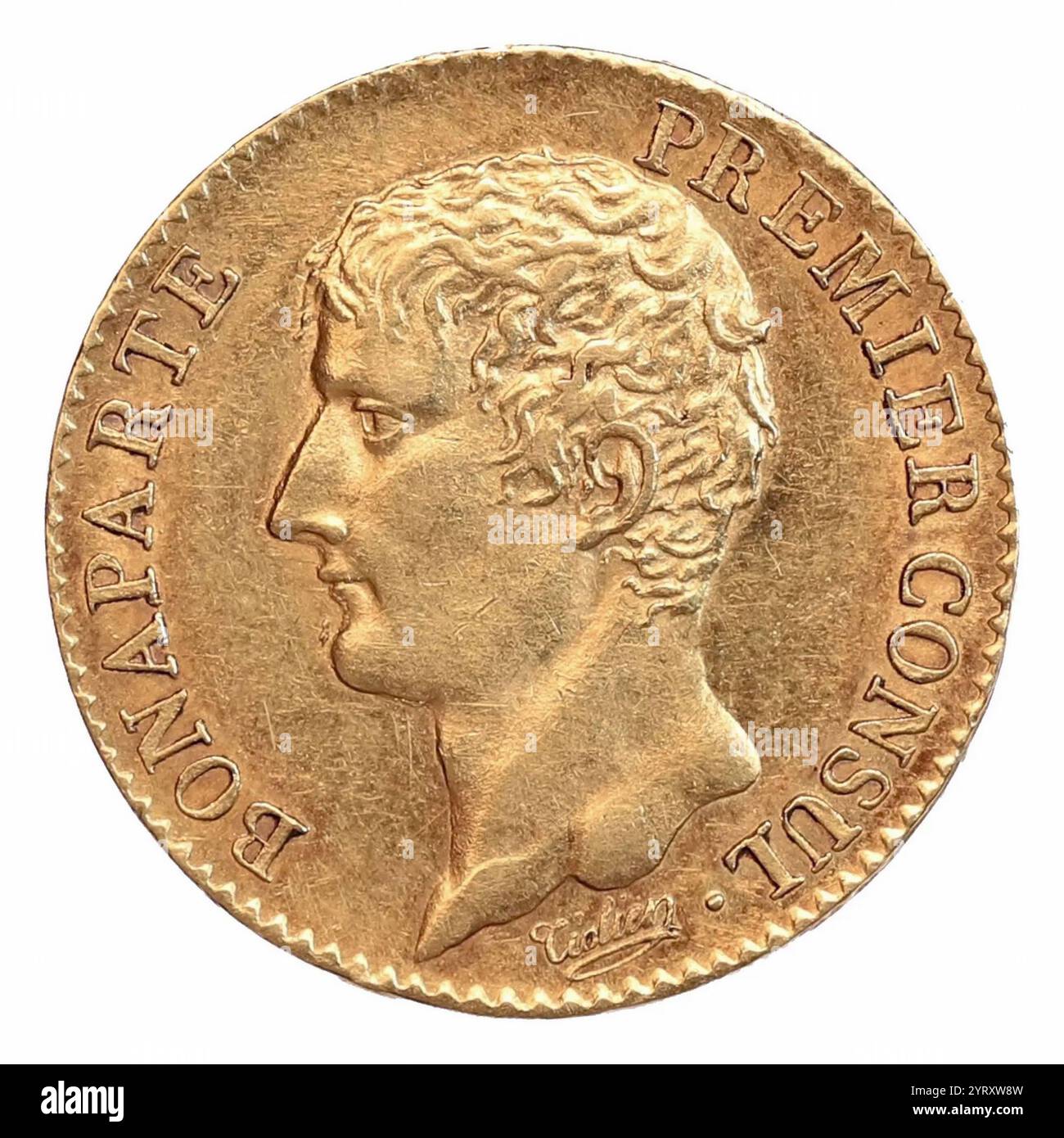 20 Francs coin with a depiction of Napoleon Bonaparte as First Consul ...
