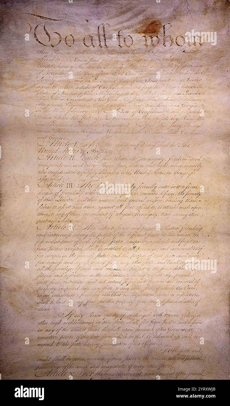 The Articles of Confederation of 1777, ratified in 1781. This was the ...