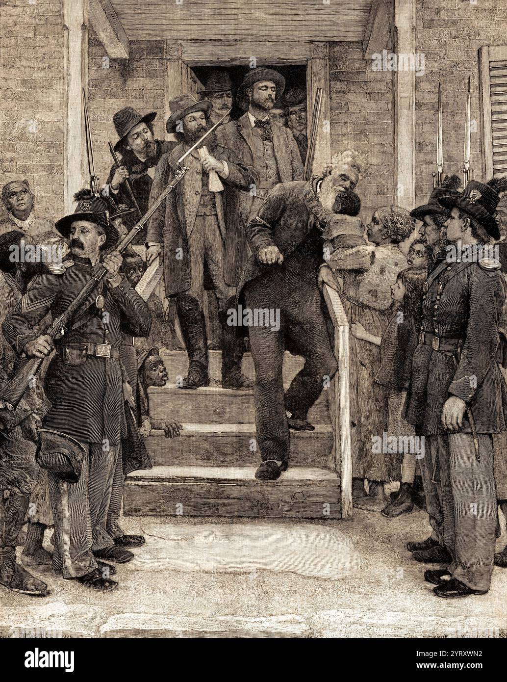 Print shows John Brown leaving a jail on the way to his execution by ...