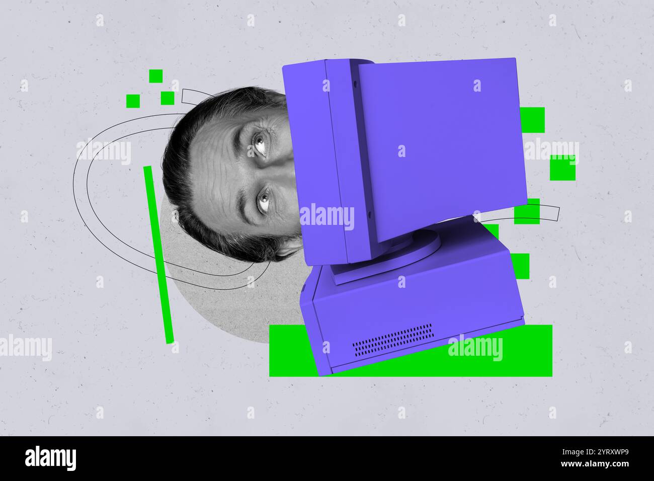 Composite trend artwork sketch image photo collage of obsolete computer ...