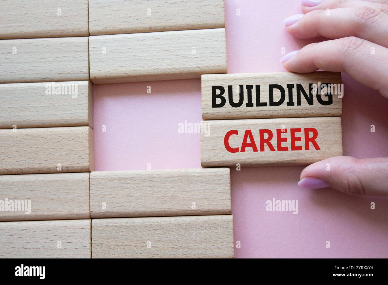Building Career symbol. Wooden blocks with words Building Career ...