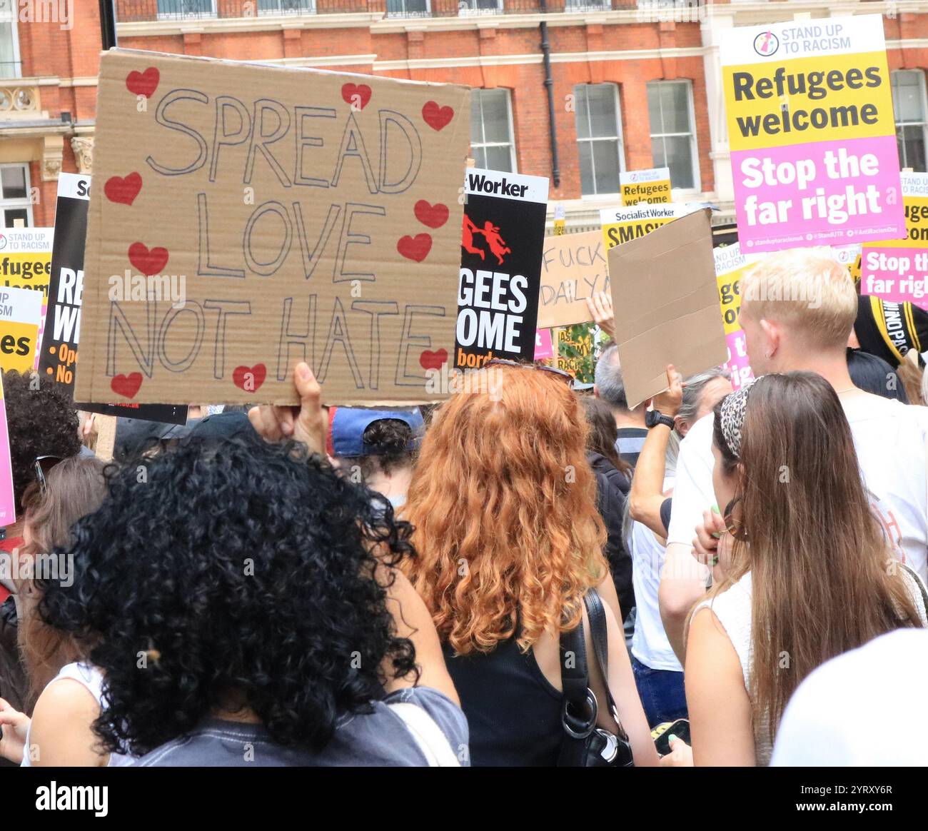 Anti-Racist, Anti-Fascist protest, Victoria Street, London, August 2024 ...