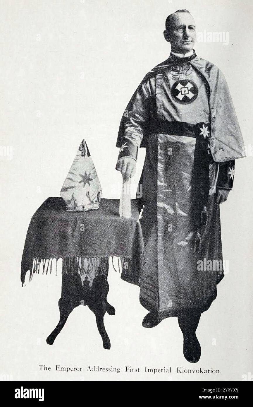 Imperial Wizard attending a Ku Klux Klan meeting, American, late 19th ...