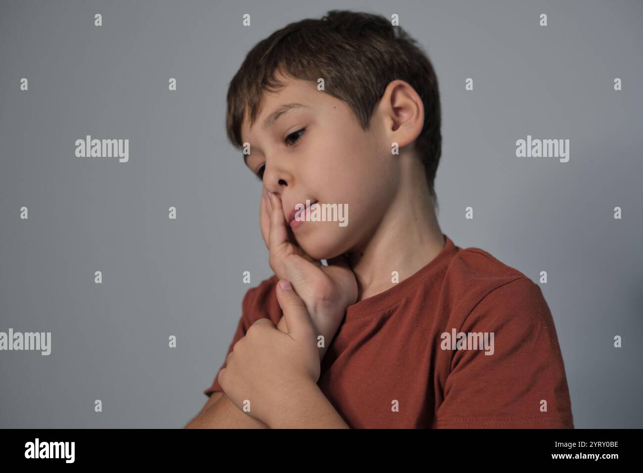 Boy with closed eyes, savoring a moment of calm, close-up shot ...