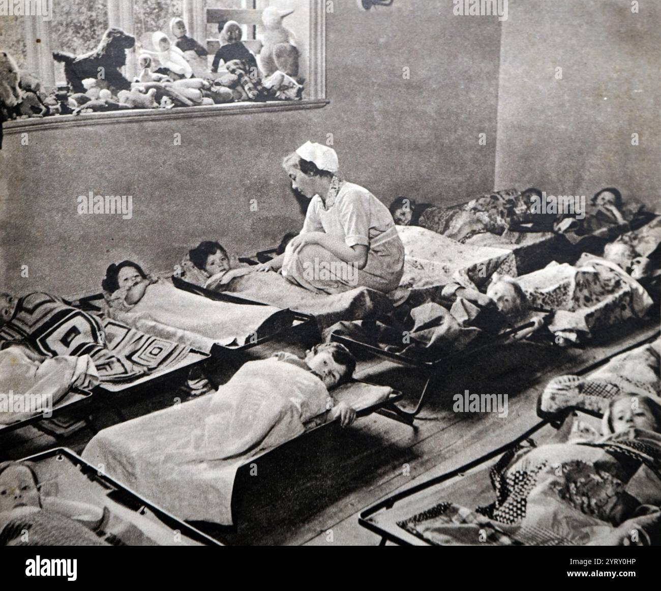 Home Front during World War II: child refugees in their nursery Stock ...