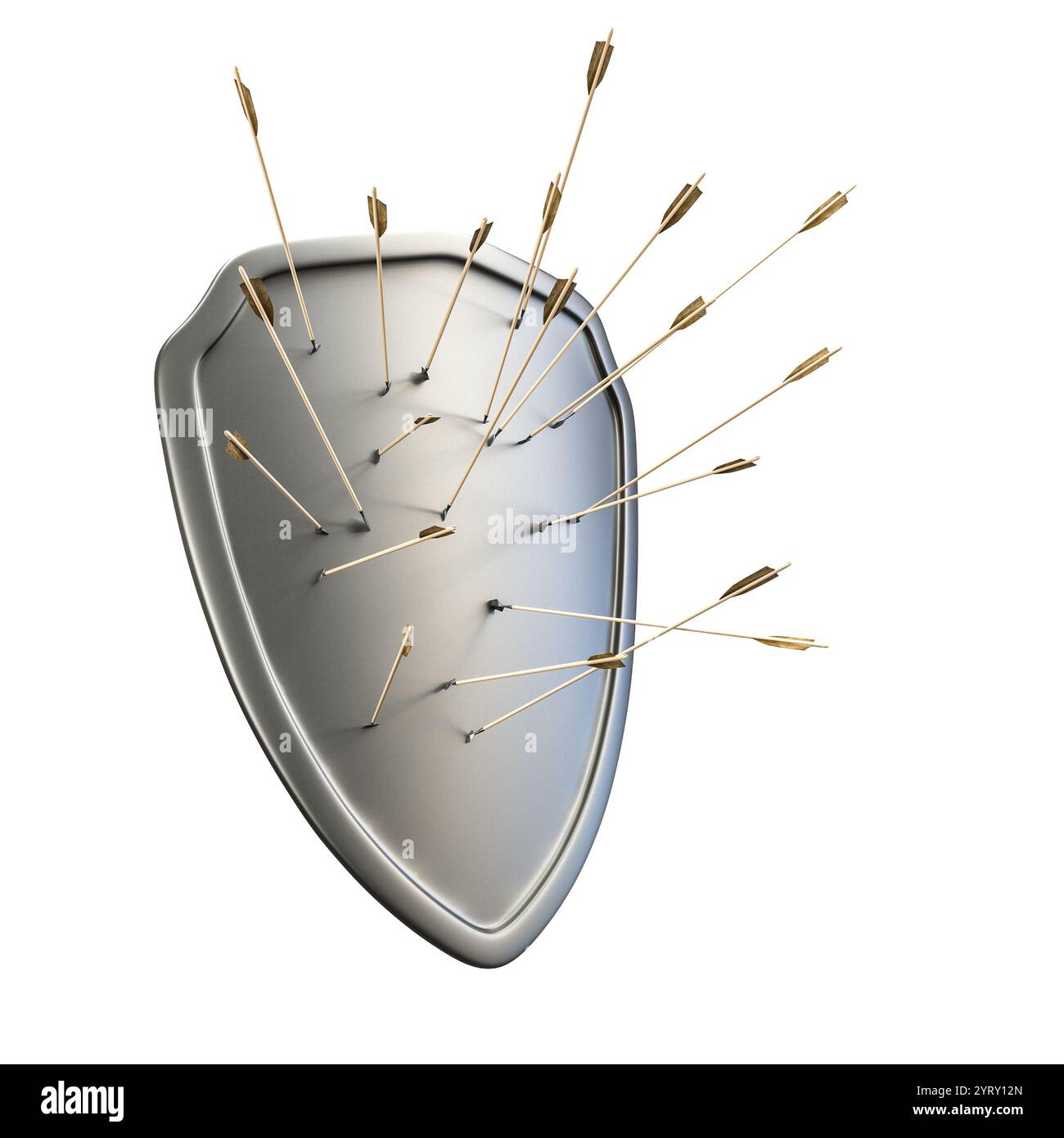 Metal shield protecting from arrows attack transparent background 3d ...