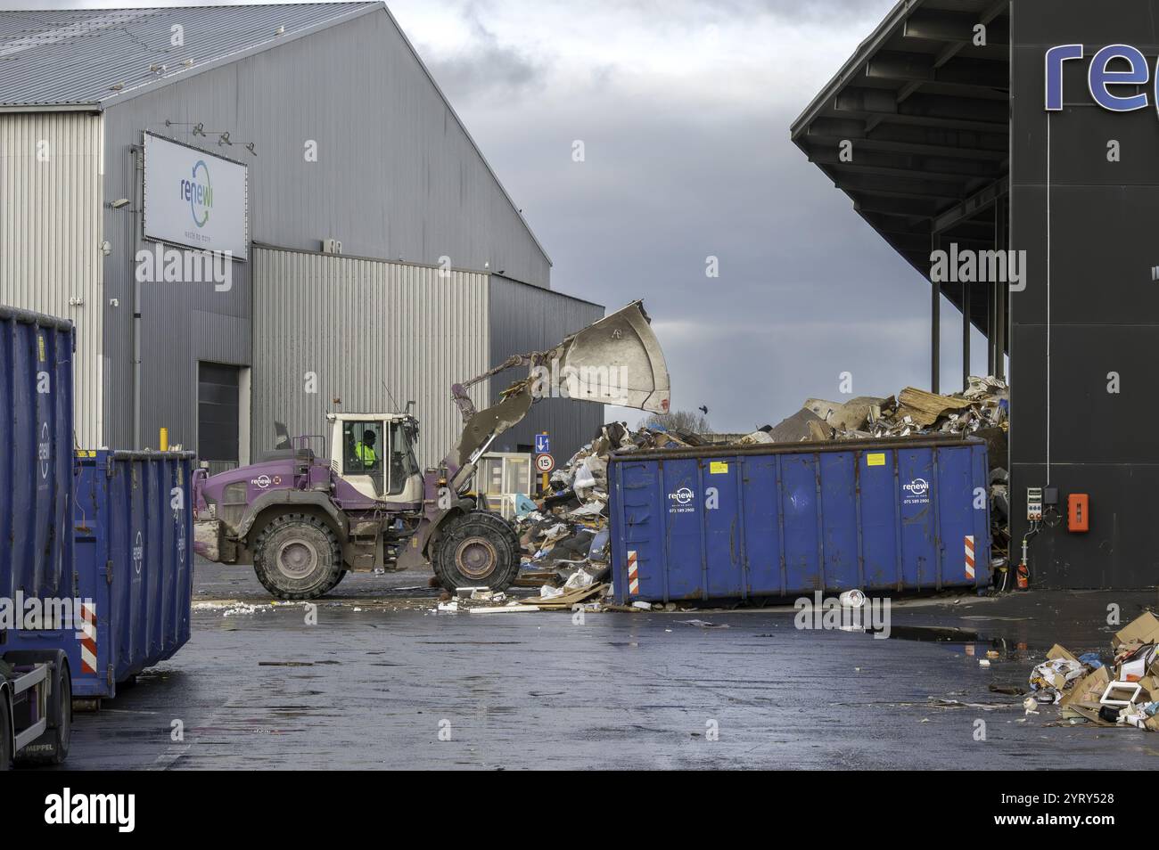 AMSTERDAM- Logo of recycling giant Renewi on one of its largest ...