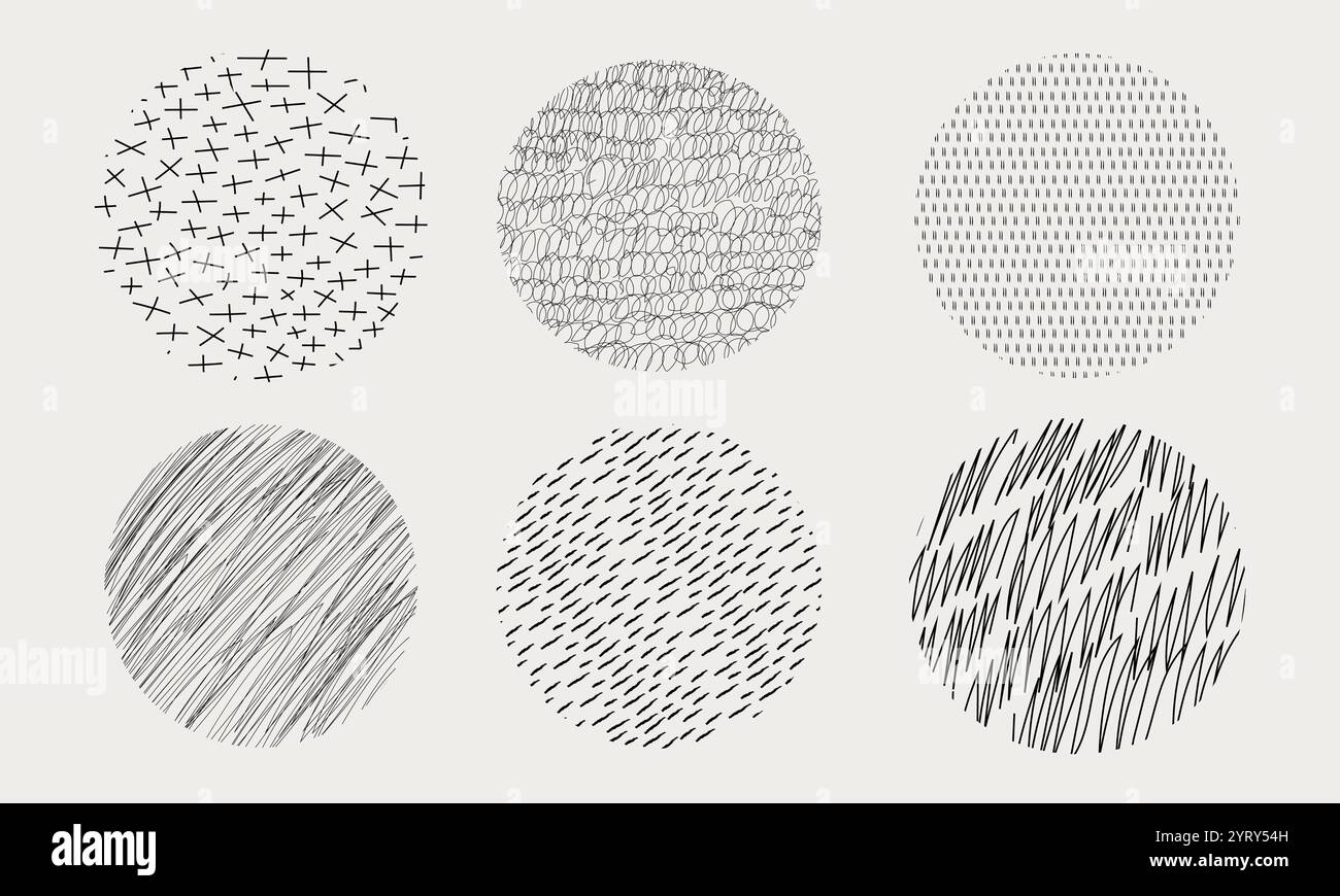 Slash quirky irregular lines textures set in doodle hand drawn style ...