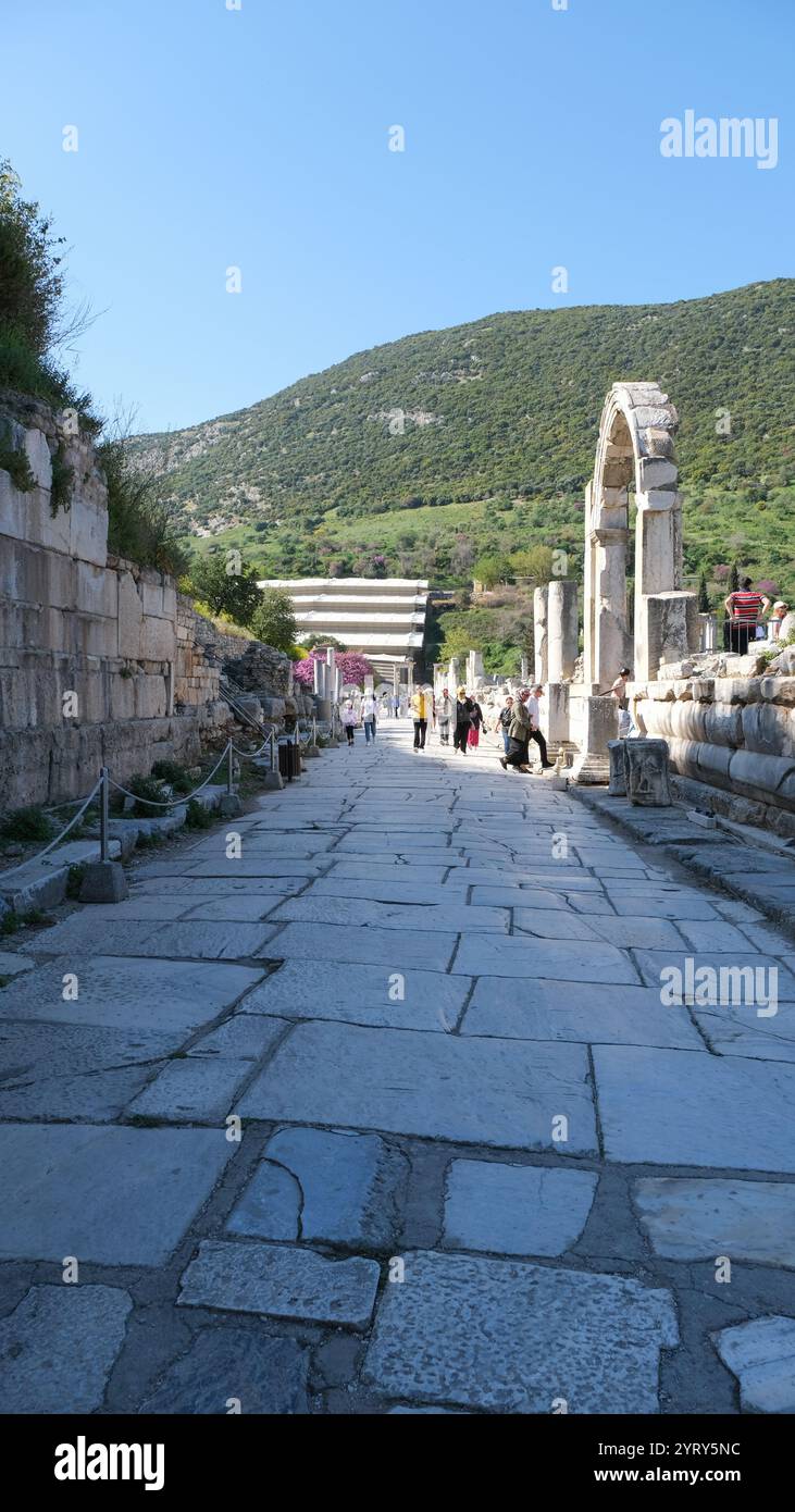 Marble Street at the archaeological site of Ephesus near Selcuk, Turkey ...