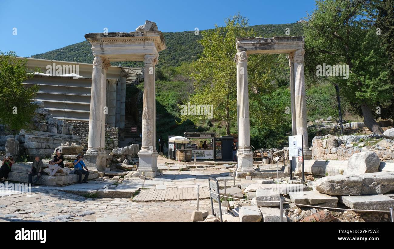 Hadrian's Gate at the archaeological site of Ephesus near Selcuk ...