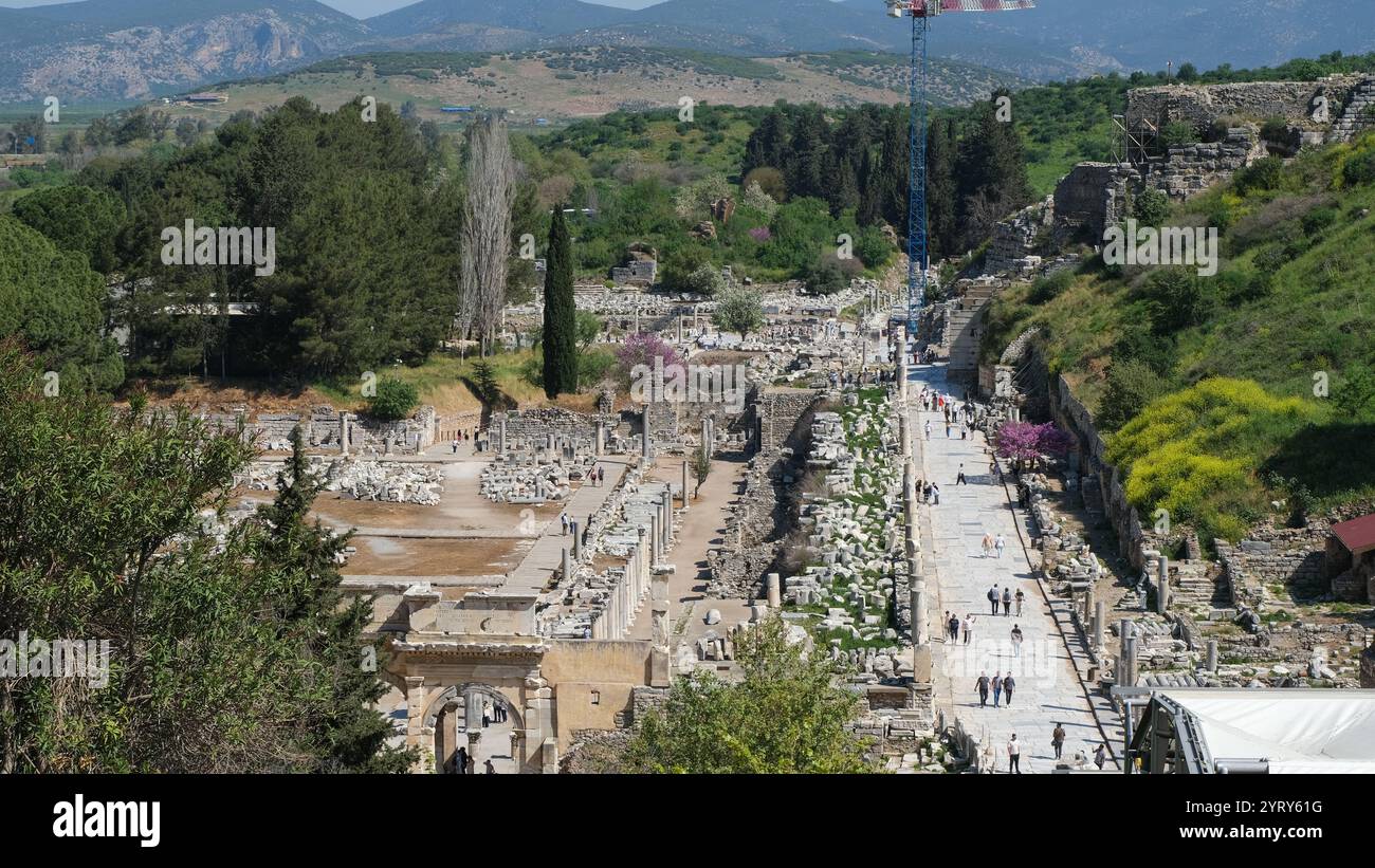 Marble Street and the Agora at the archaeological site of Ephesus near ...