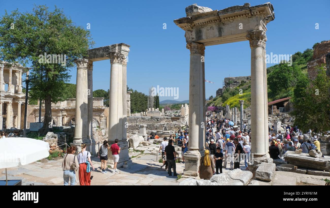 Hadrian's Gate at the archaeological site of Ephesus near Selcuk ...