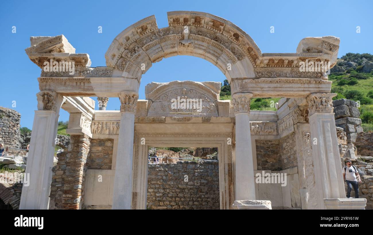 The Temple of Hadrian at the archaeological site of Ephesus near Selcuk ...