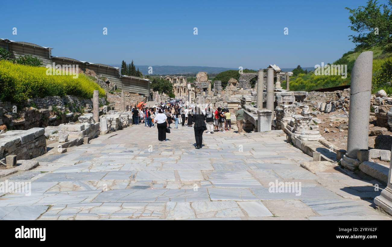 Curetes Street at the archaeological site of Ephesus near Selcuk ...