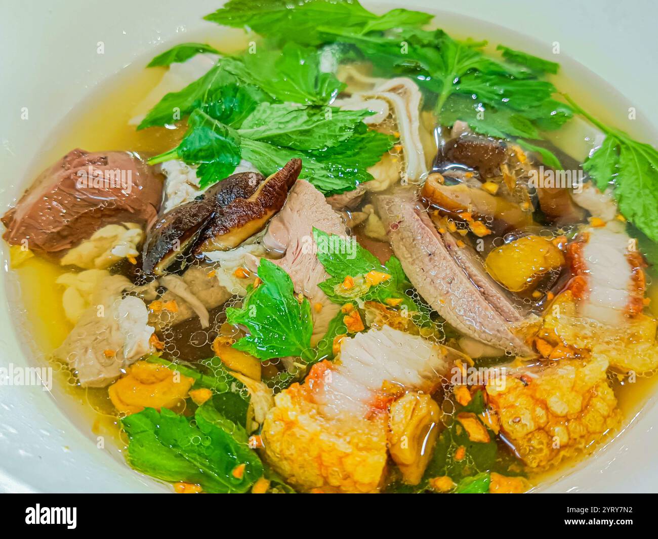Thai style clear soup with congealed pork blood Stock Photo - Alamy