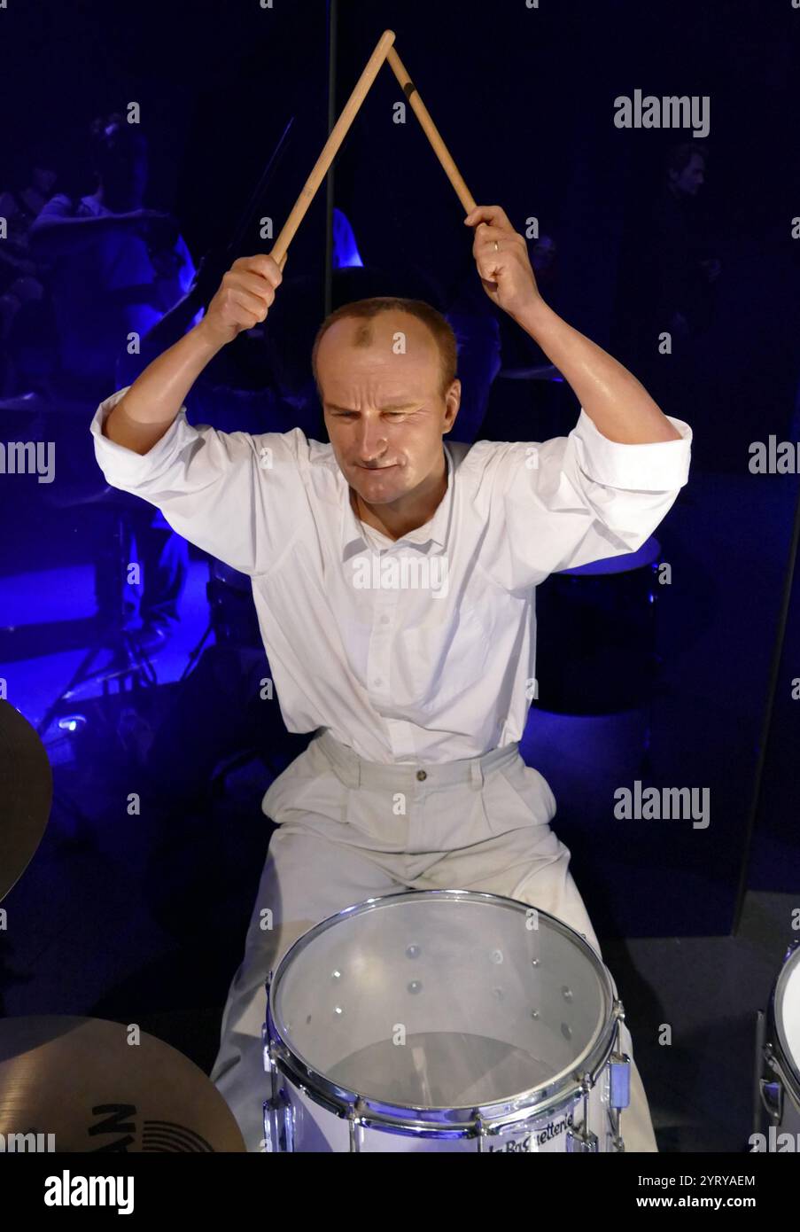 Waxwork figure depicting Phil Collins (born 1951); drummer, singer ...