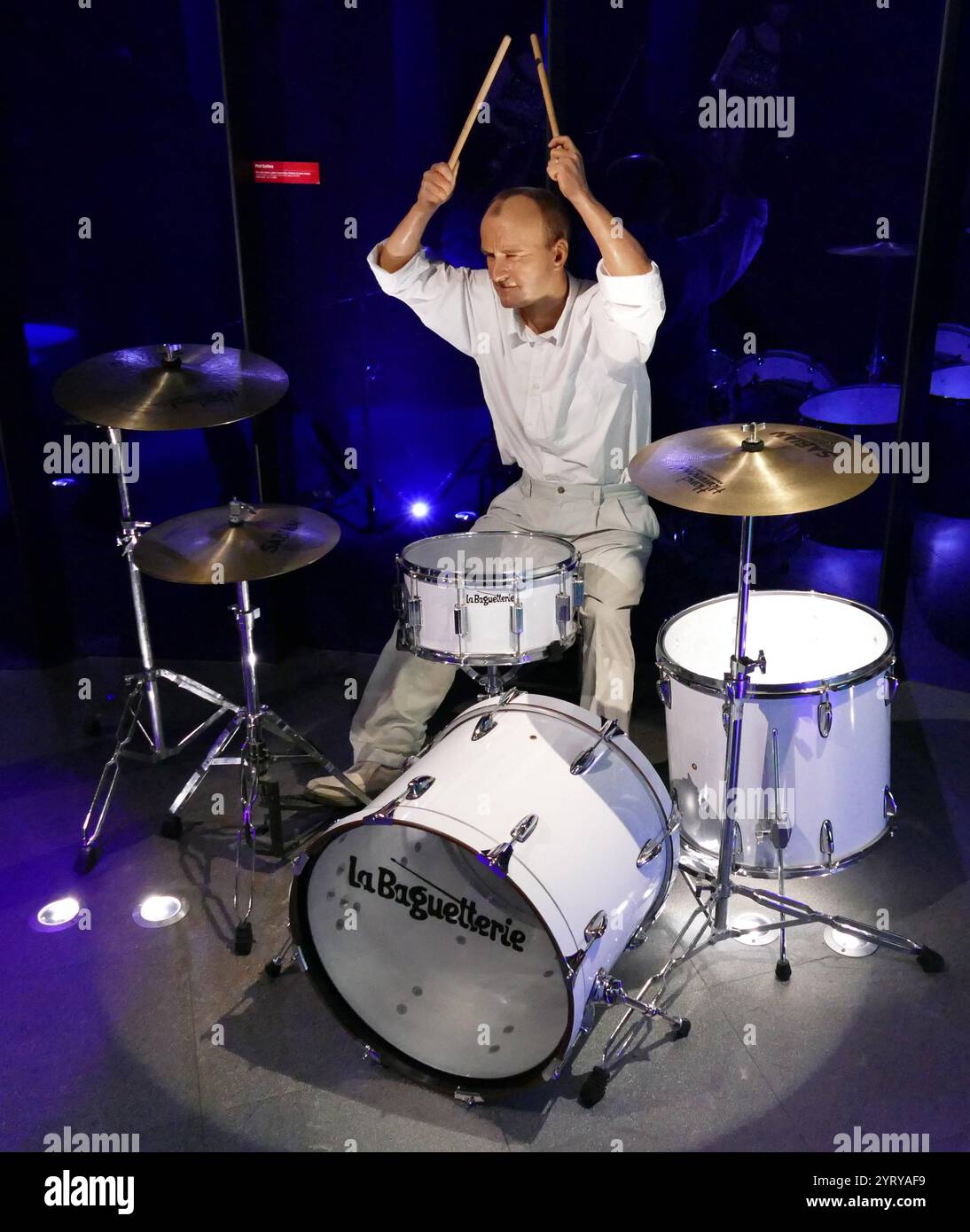 Waxwork figure depicting Phil Collins (born 1951); drummer, singer ...