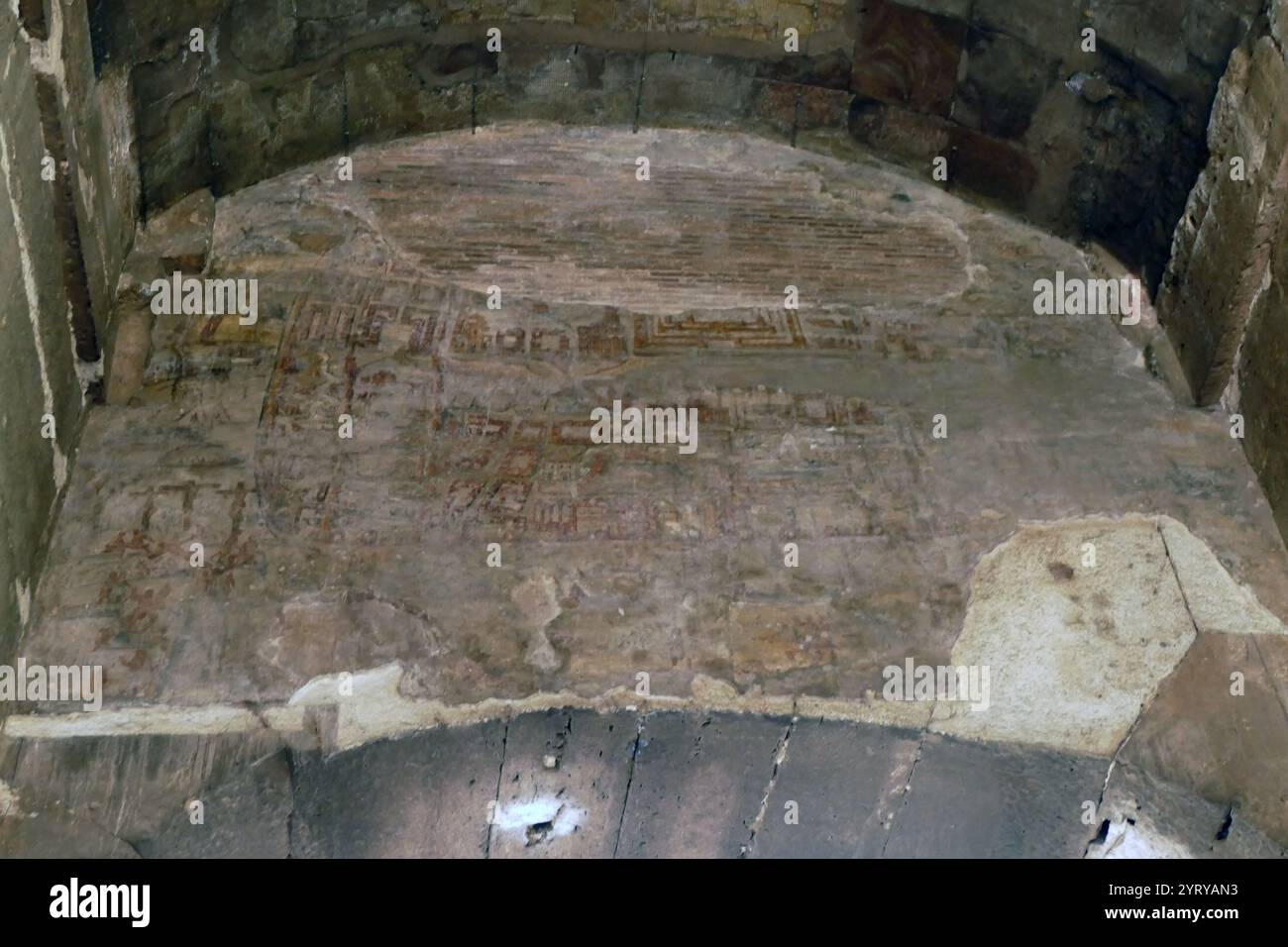 Painted frescos inside the Colosseum or Coliseum, amphitheatre in the ...