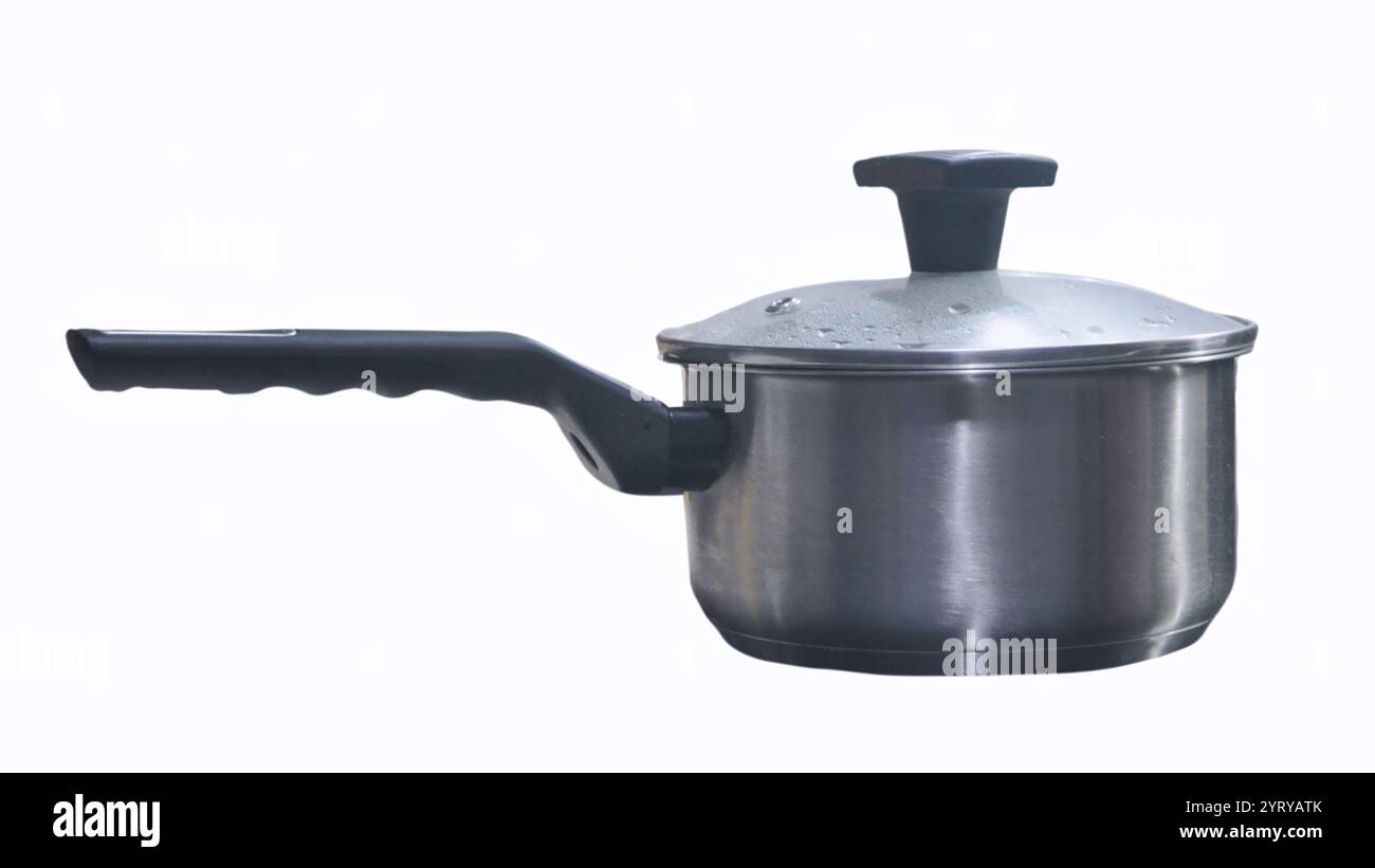Stainless steel cooking pot, isolated on white background Stock Photo ...