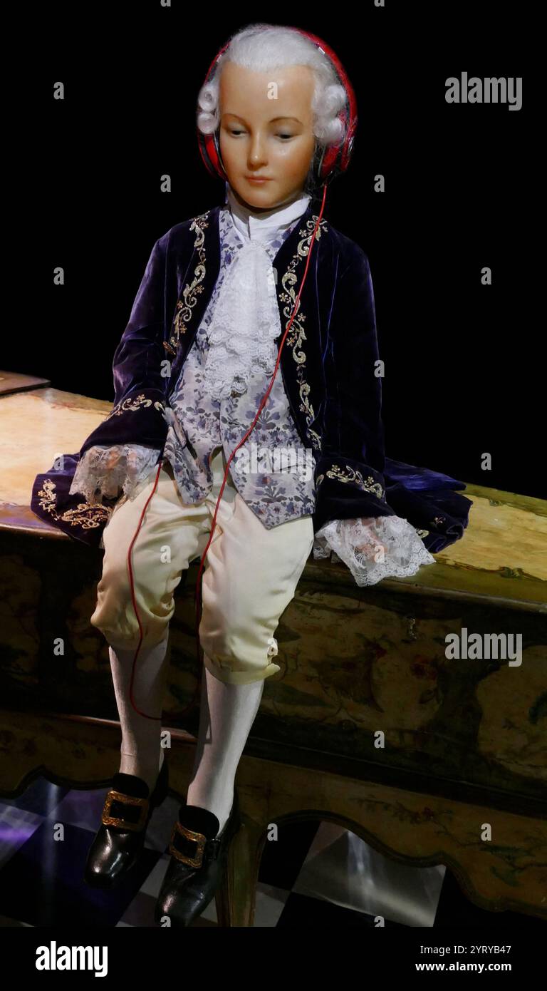Waxwork figure of the child prodigy, Wolfgang Amadeus Mozart (1756 ...