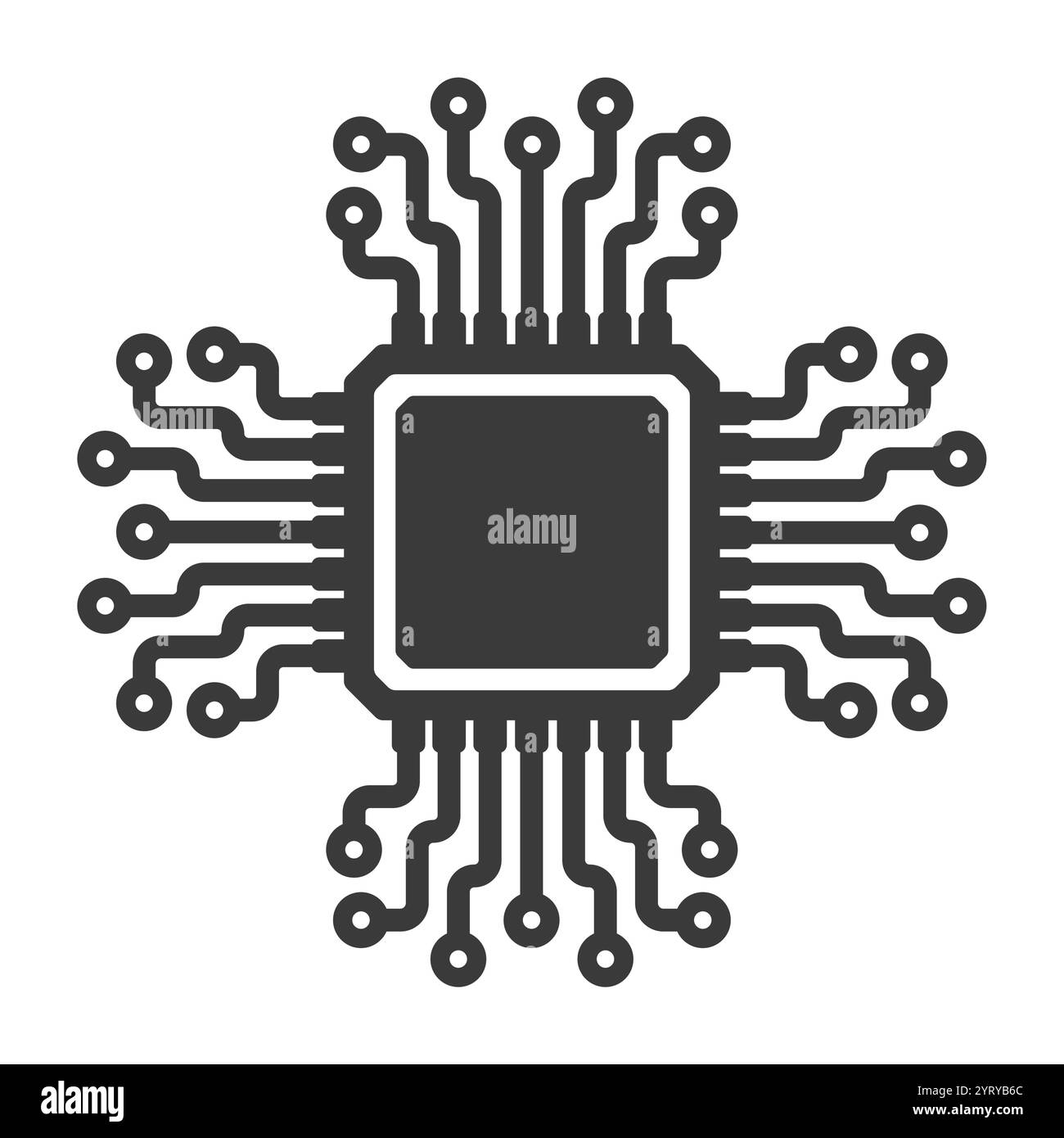 AI, CPU, GPU microchip icon, Machine learning micro chip symbol, ML icon, Artificial ...