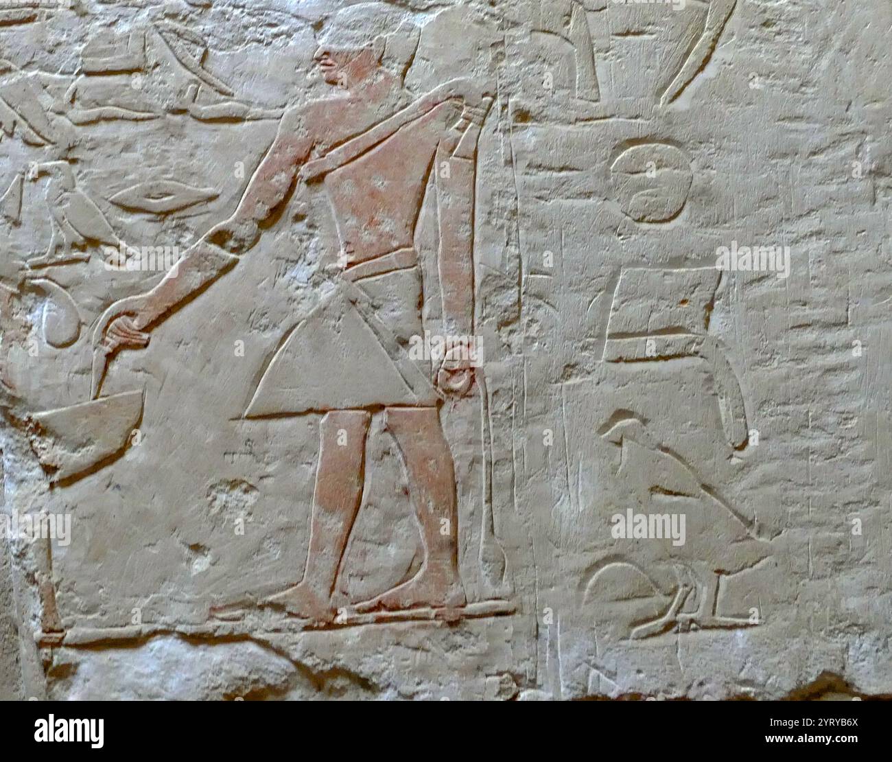 Painted Egyptian wall relief, from the Tomb of Princess Idut, King Unas ...