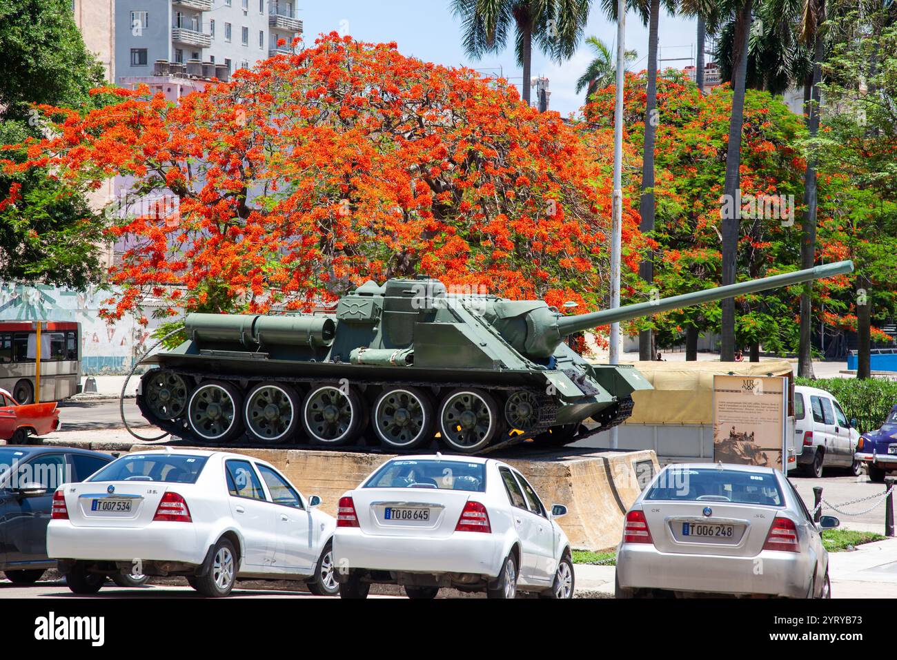 The SAU-100 Tank in front of the Museo de la Revolucion in downtown La ...