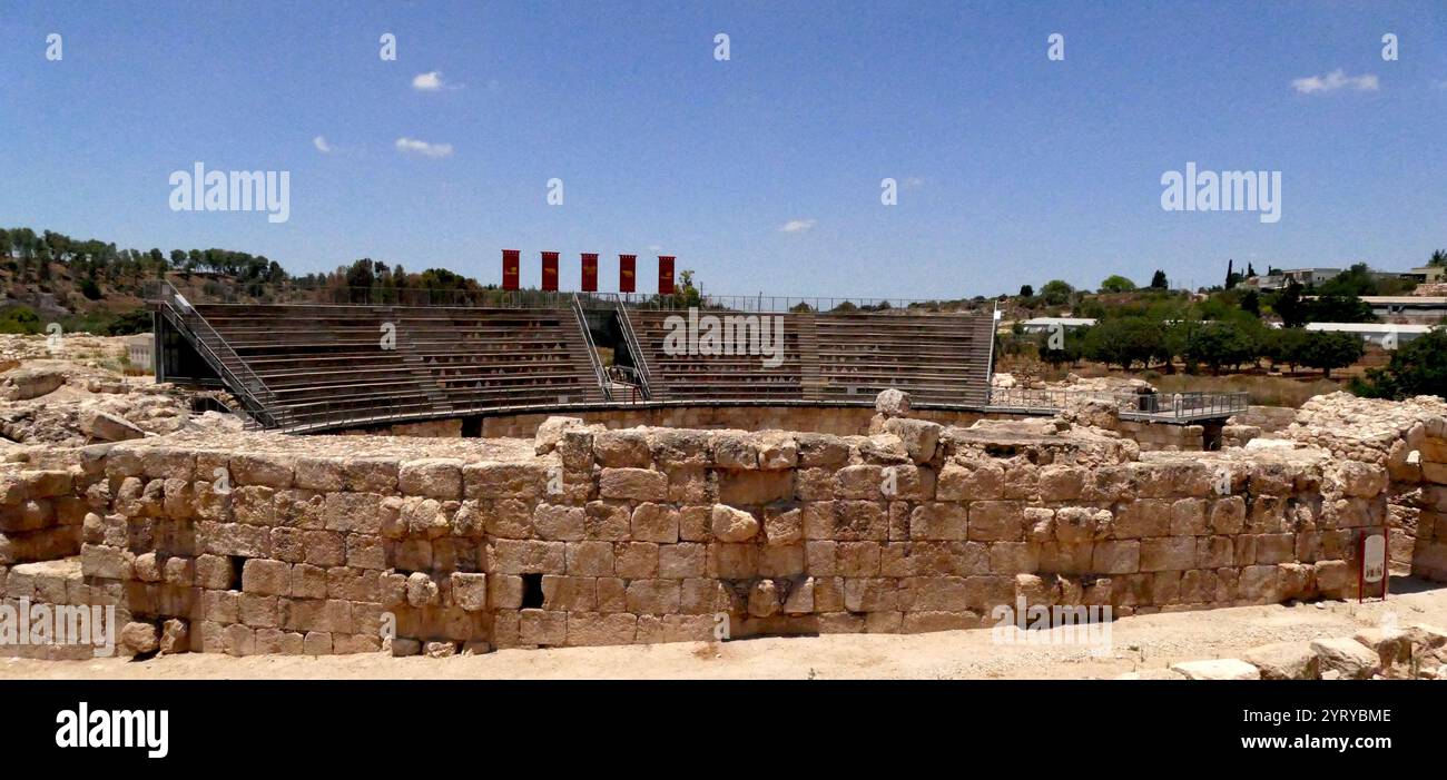Ruins of Roman Amphitheatre, Bayt Jibrin (Beit Guvrin), Israel. During ...