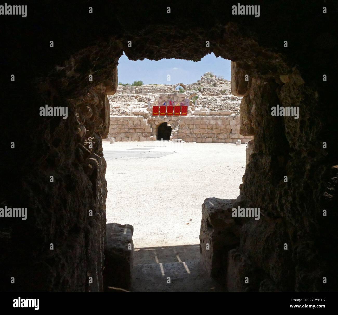 Ruins of Roman Amphitheatre, Bayt Jibrin (Beit Guvrin), Israel. During ...