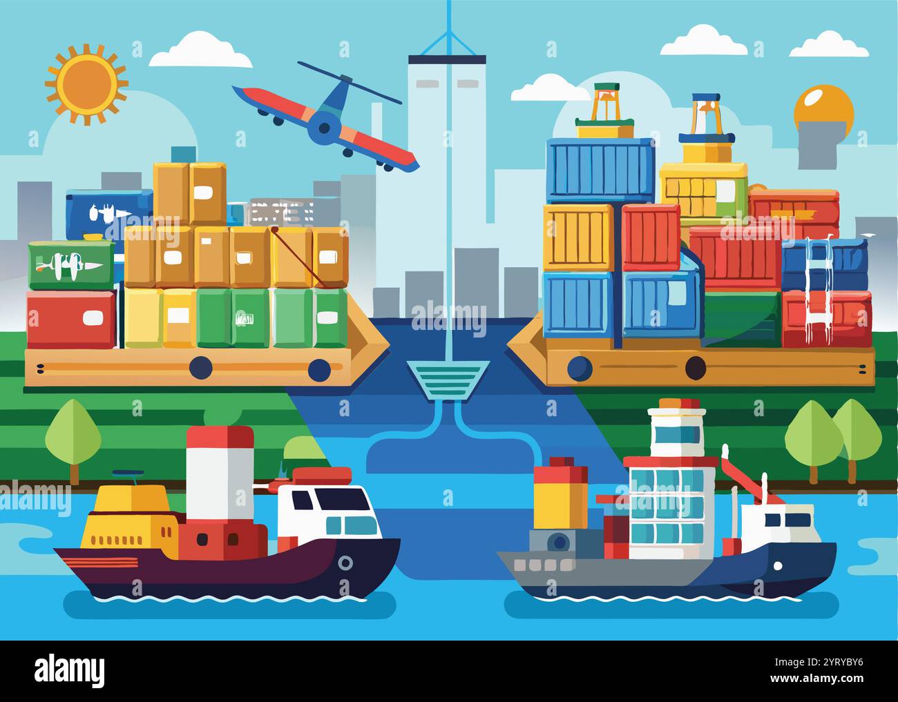 Comparison of Export and Import infographics. vector illustration Stock ...