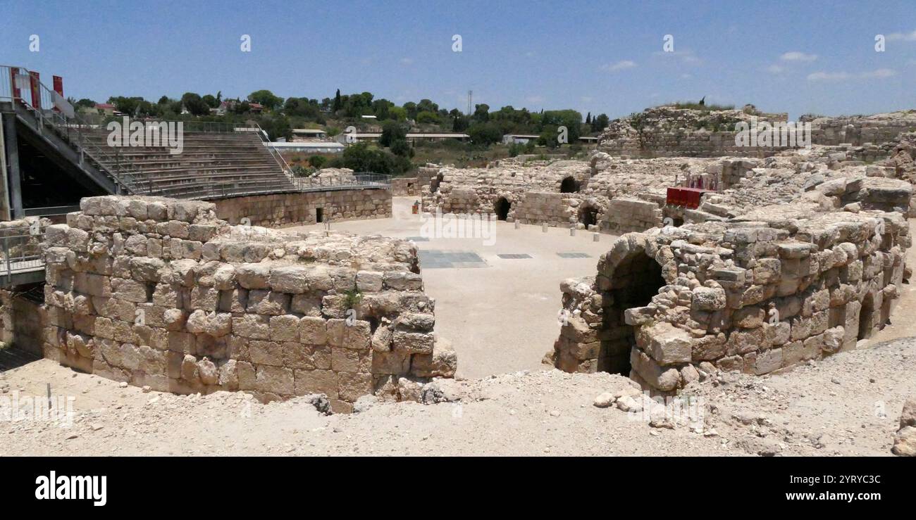 Ruins of Roman Amphitheatre, Bayt Jibrin (Beit Guvrin), Israel. During ...