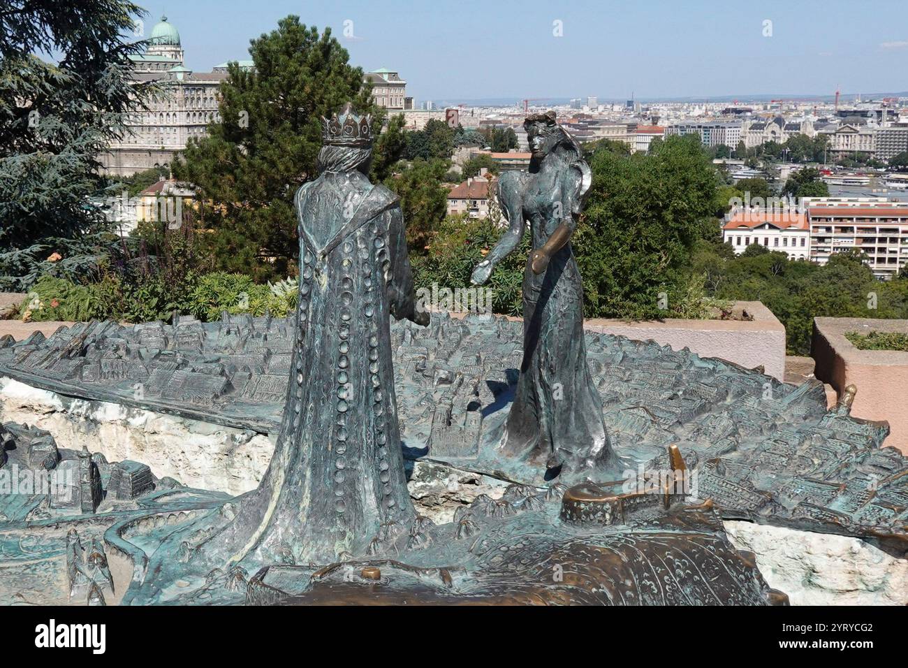 Hungary, Budapest, Sculpture of Prince Buda and Princess Pest at ...