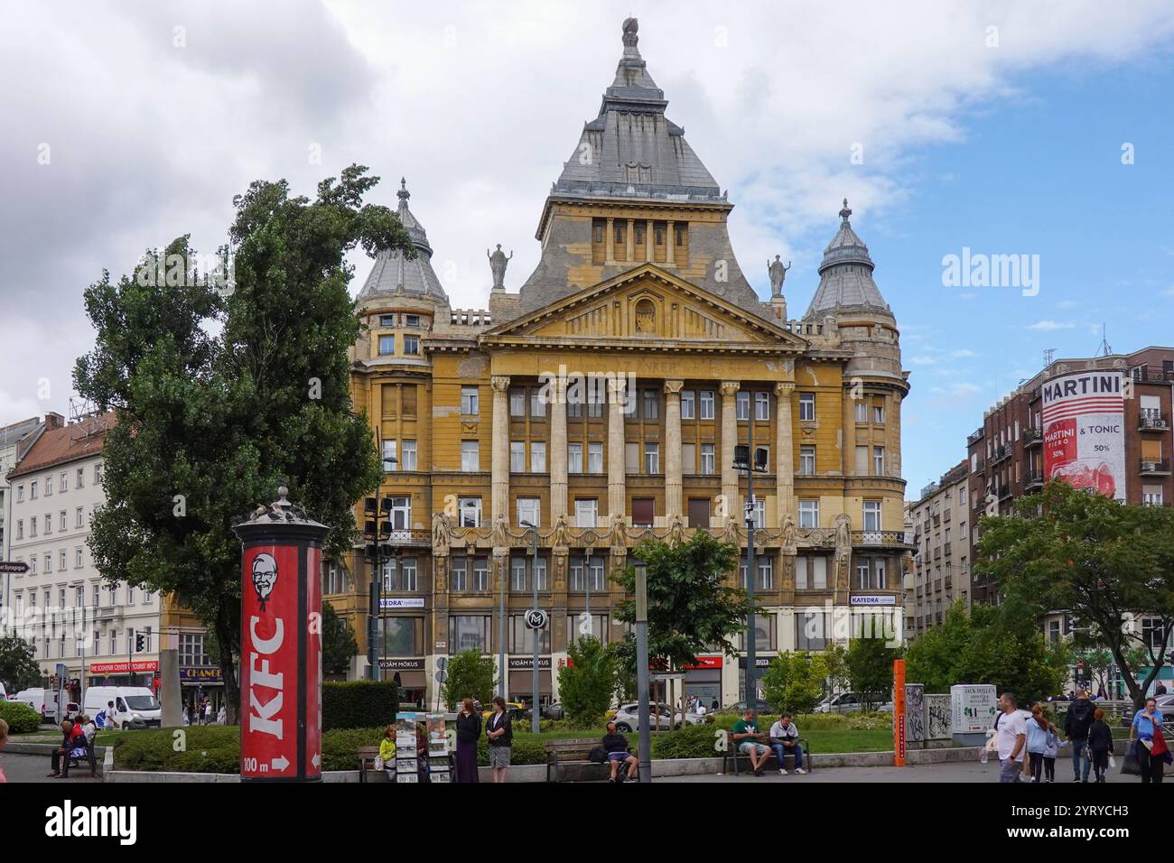 Hungary, Budapest, Front view of beautiful old building of Anker Palace ...