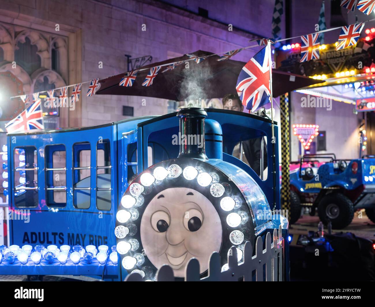 A train modelled on Thomas the Tank Engine on a children's funfair ride ...