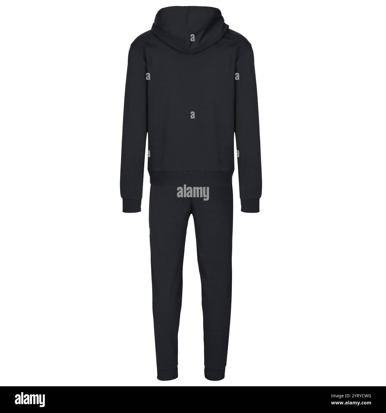 Back View of Black Tracksuit with Hoodie Stock Photo - Alamy