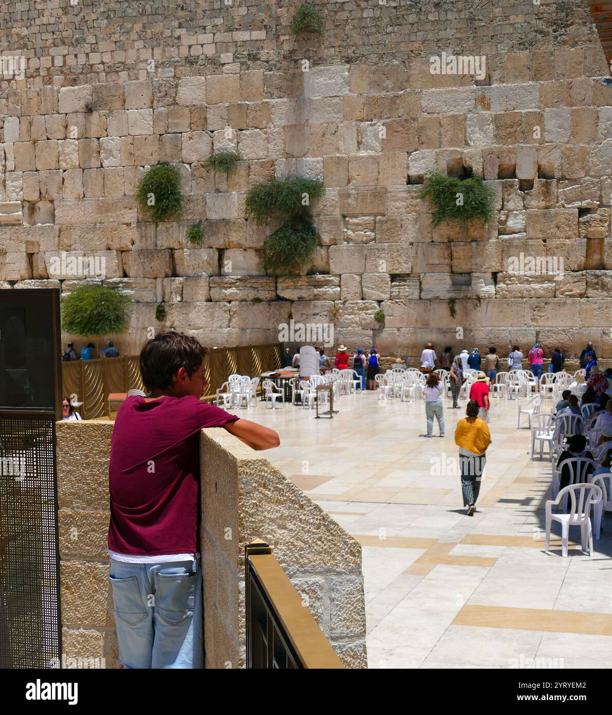 Jews pray at the Western Wall, (Wailing Wall, or Kotel), an ancient ...