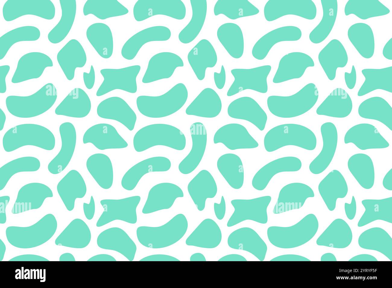 A seamless abstract pattern with turquoise pebble-like shapes on a ...