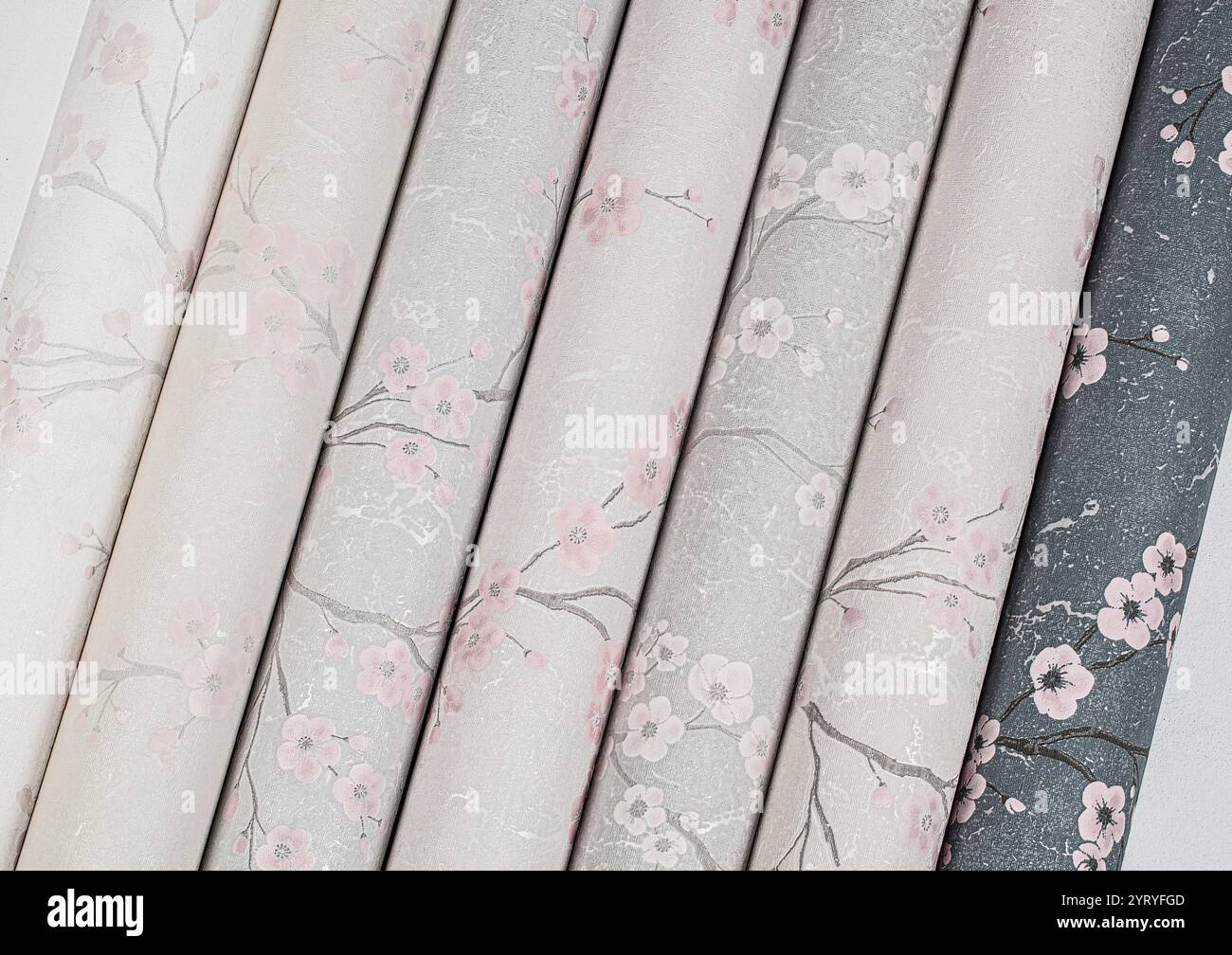 Rolls of paper wallpaper of the same pattern and different colors ...