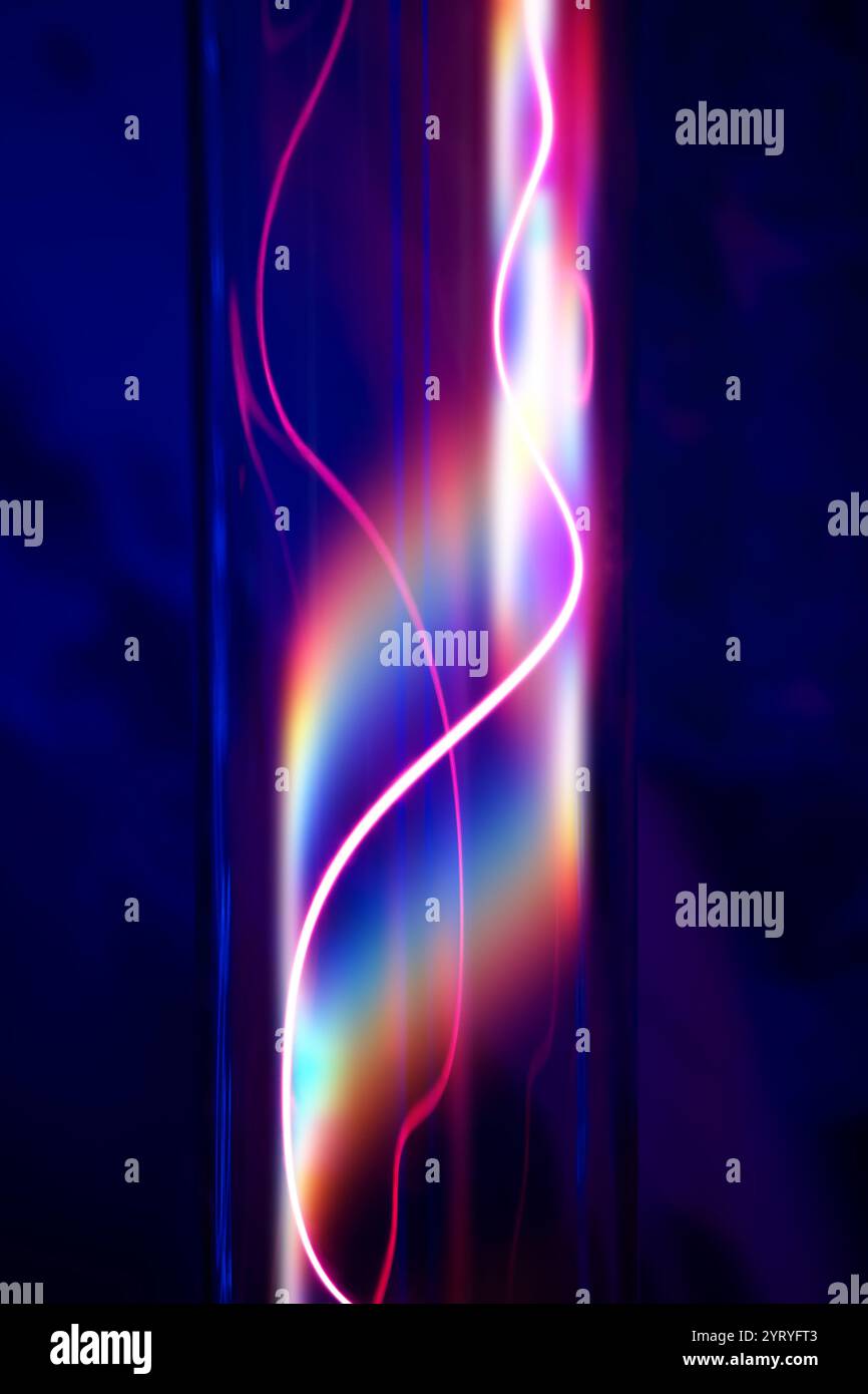 A glass tube with red and blue light from the gas Stock Photo - Alamy