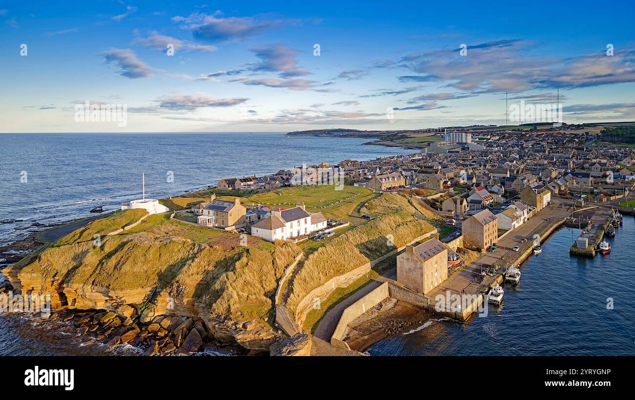 Burghead peninsula Moray Coast Scotland small village and harbour with ...