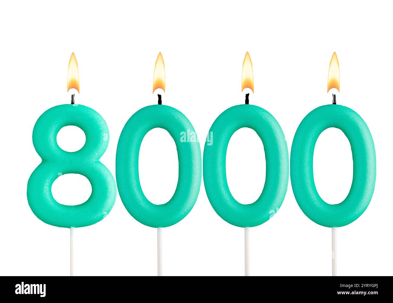 Candles forming the number 8000 - white background Stock Photo - Alamy