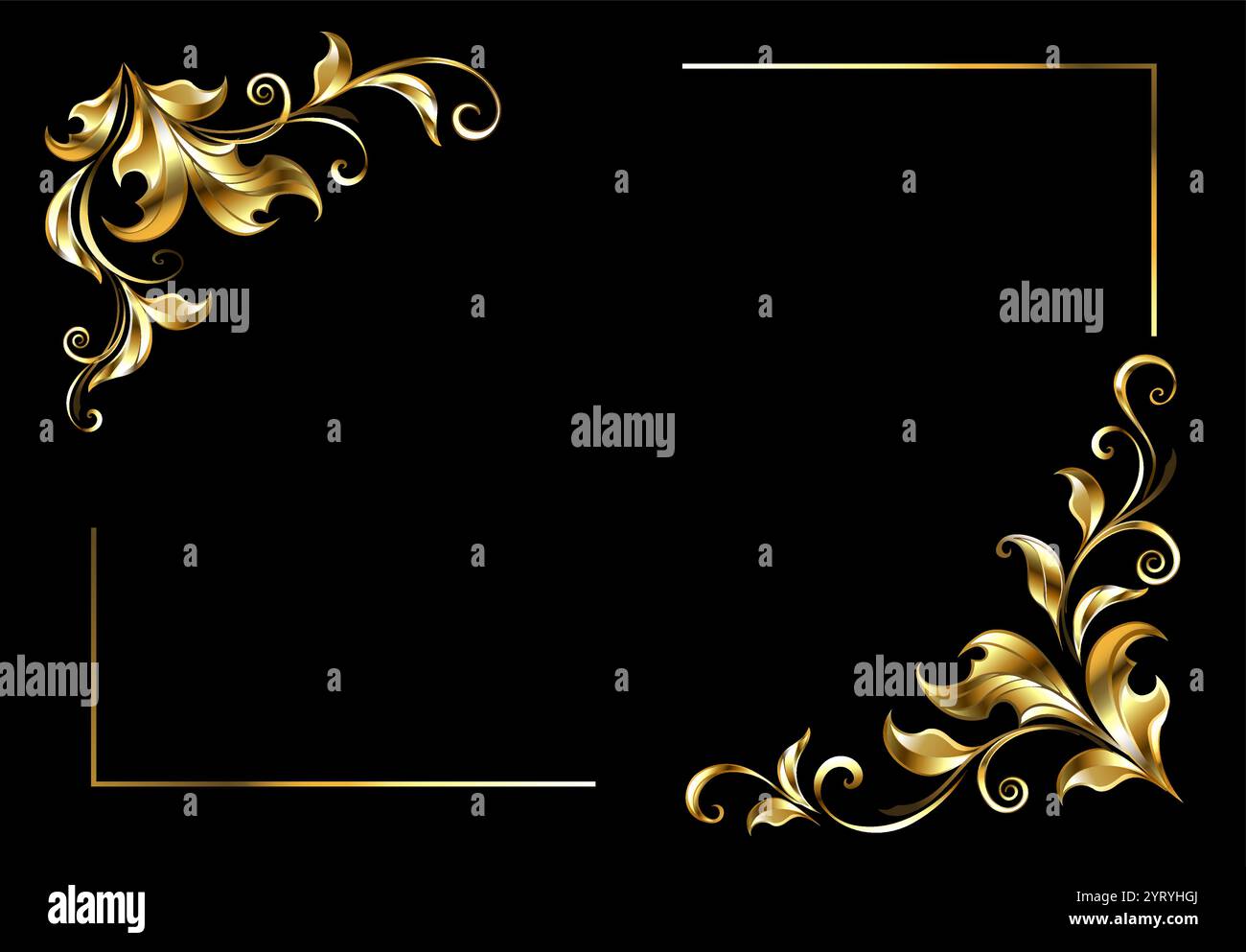 Luxurious, artistically painted, golden, asymmetrical, antique pattern ...