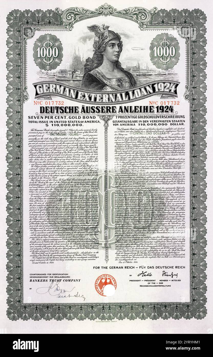 German External Loan, issued in 1924 as part of the Dawes Plan. The ...